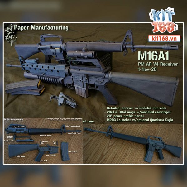 Mô hình giấy M16A1 - Kit168 Shop mô hình giấy