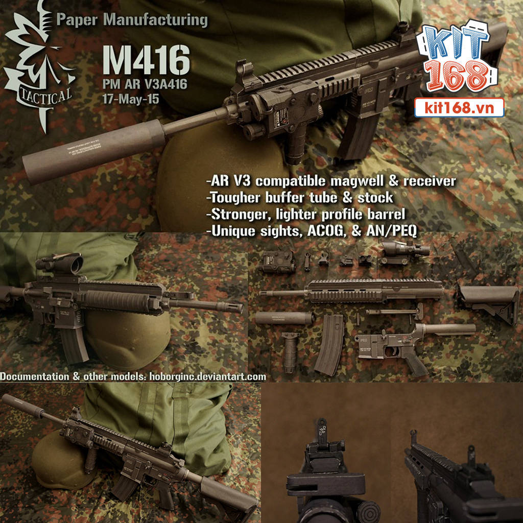 Mô hình giấy PM AR V3A416 (M416) - Kit168 Shop mô hình giấy