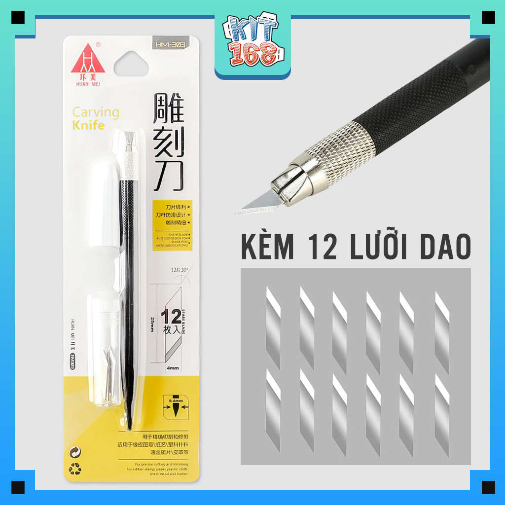 Mô hình giấy Dao Trổ chạm khắc đầu nhỏ cao cấp + 12 Lưỡi Dao cắt mô ...