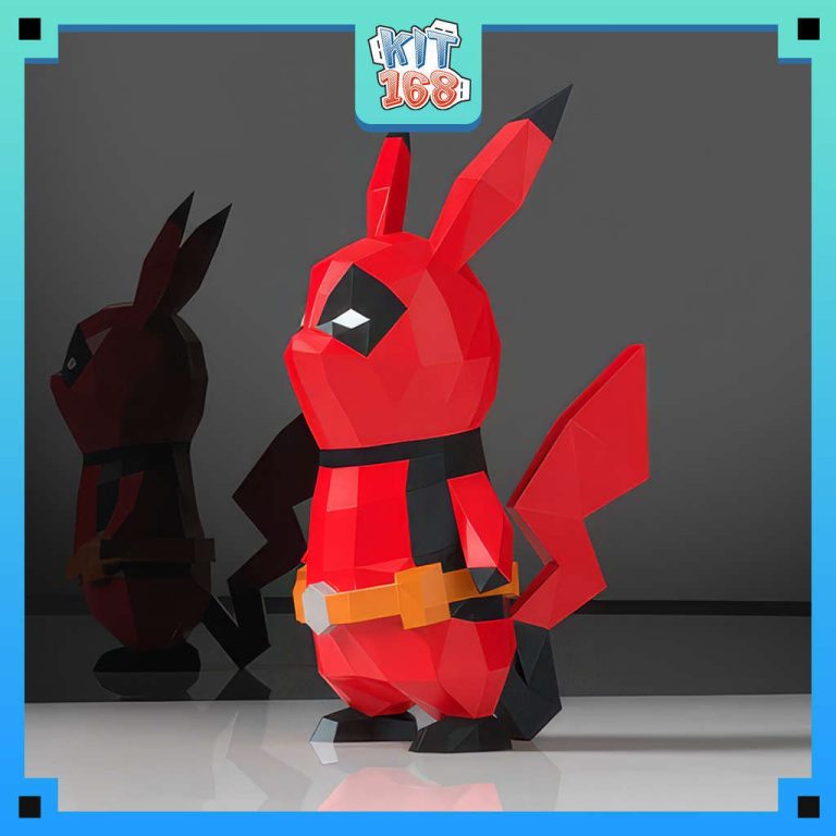 Mô hình giấy Pokemon Pika.chu cosplay Deadpool polygon - Kit168 Shop mô hình giấy